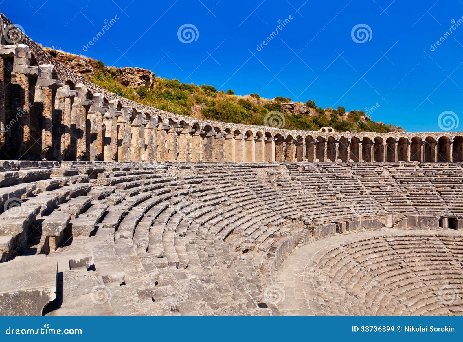 Stary Amfiteatr Aspendos W Antalya, Turcja Obraz Stock - Obraz złożonej ...