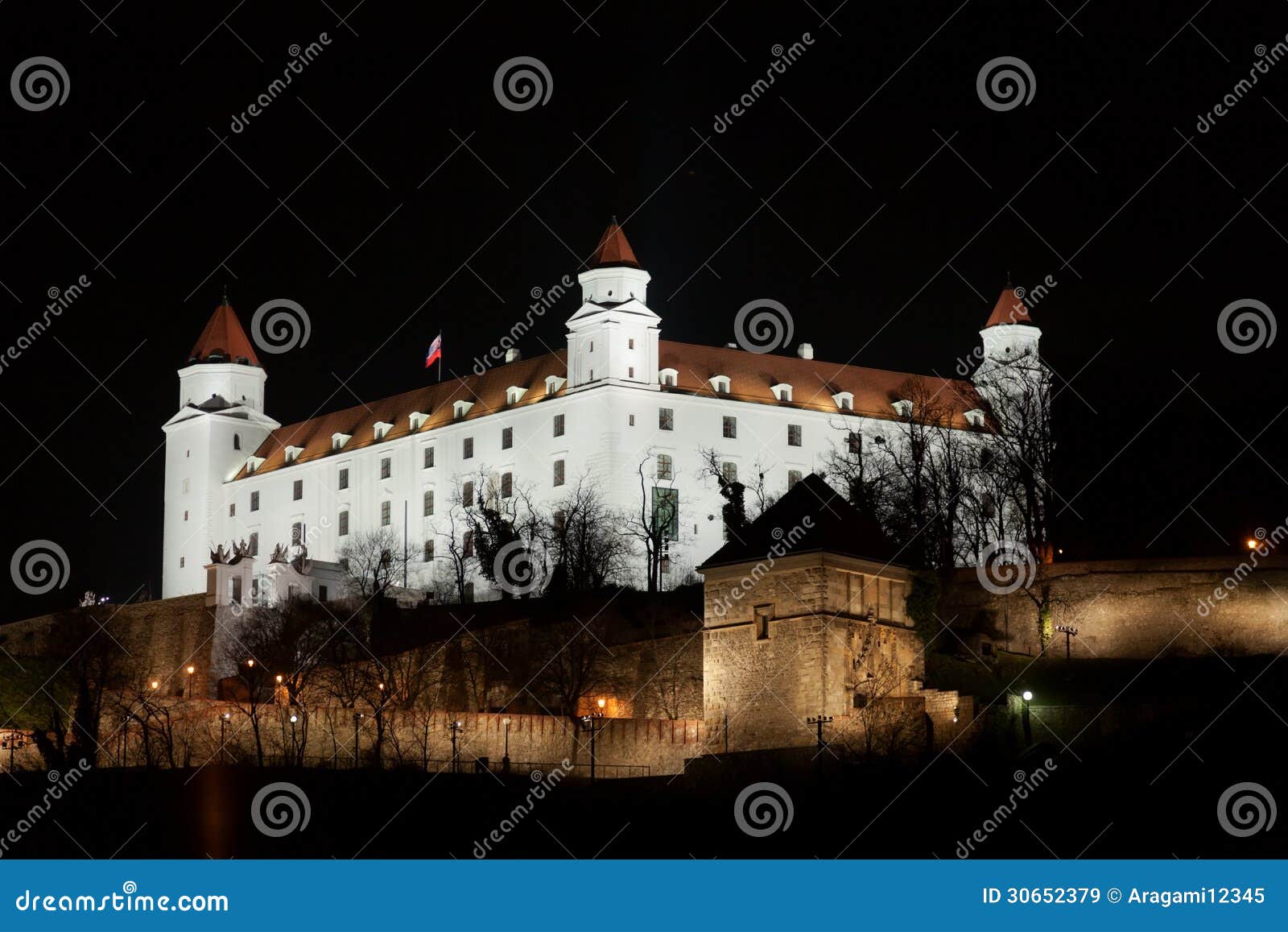 Stary Hrad Castle in Bratislava at Night Stock Image - Image of history ...
