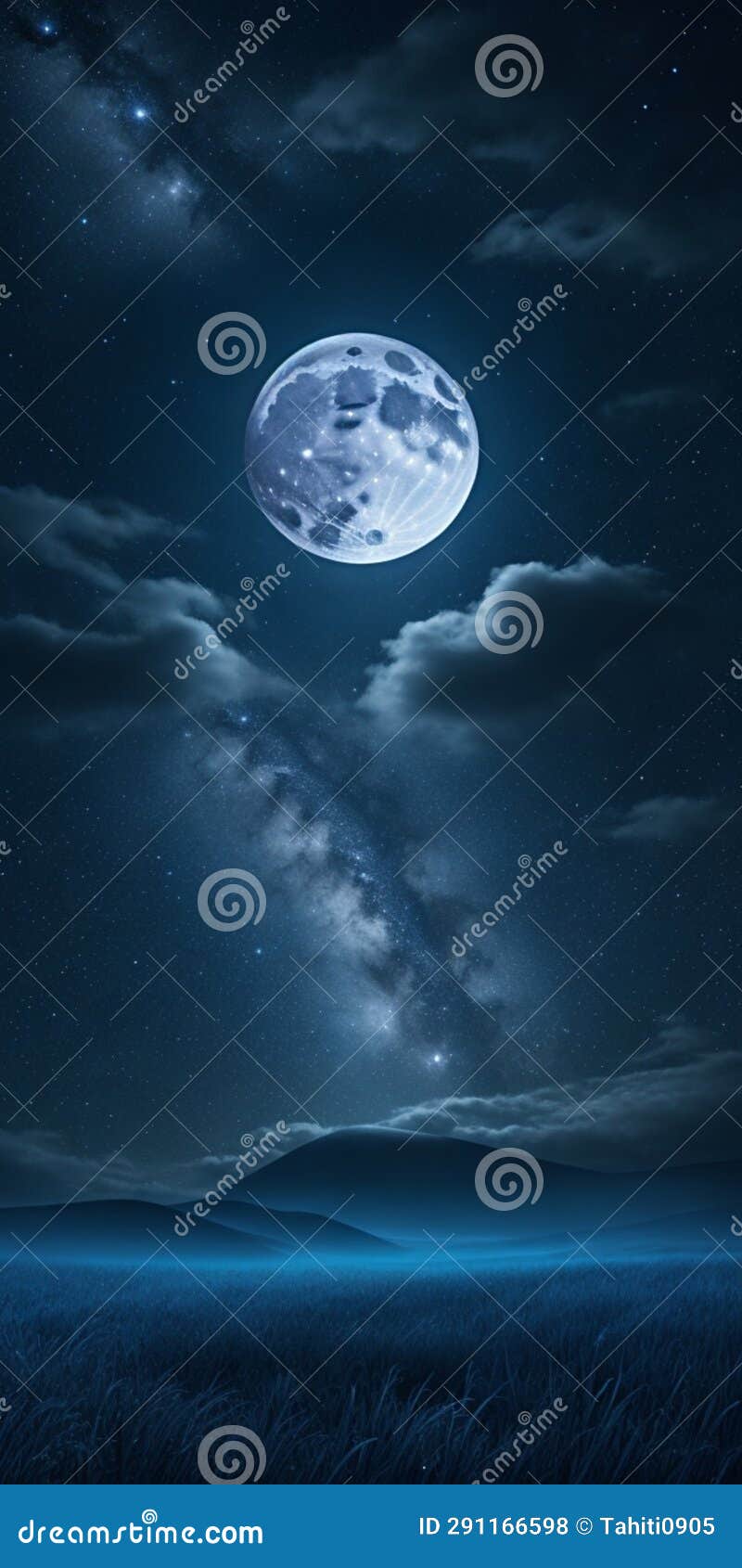 Stary Night with Mystical Moonlight Stock Photo - Image of midnight ...
