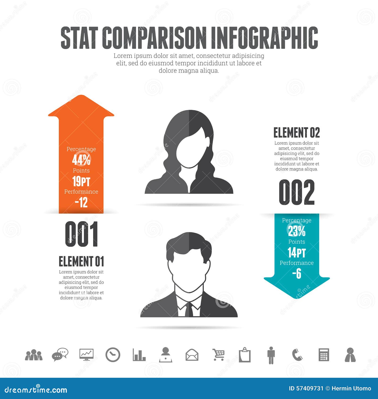 Comparison Infographic Chart Design Template Set For Dark Theme Cartoon ...