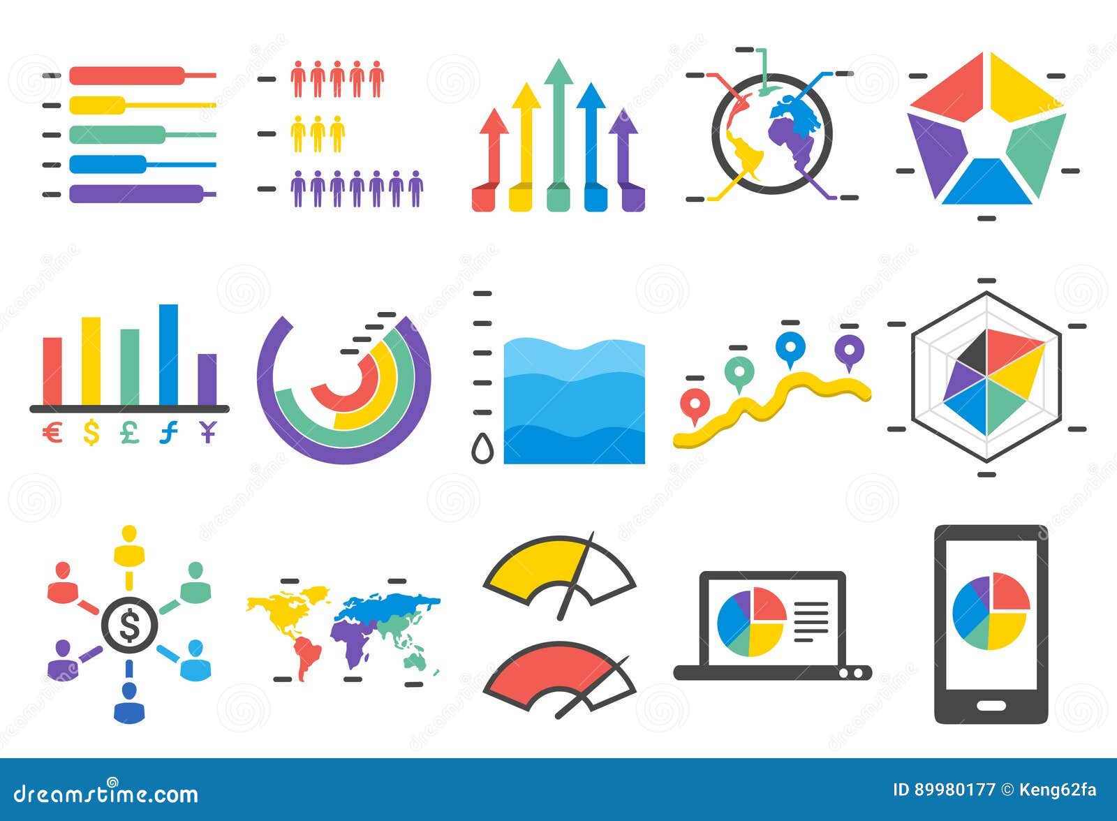 Stat icons set 2 stock vector. Illustration of market - 89980177
