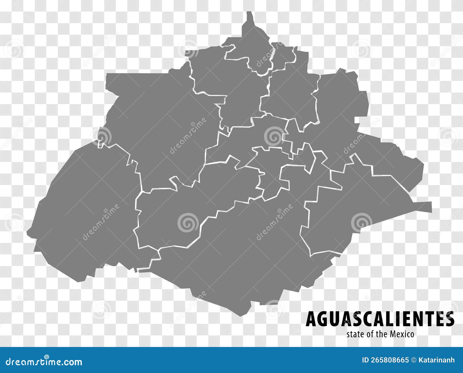 State Aguascalientes of Mexico Map on Transparent Background. Blank Map ...