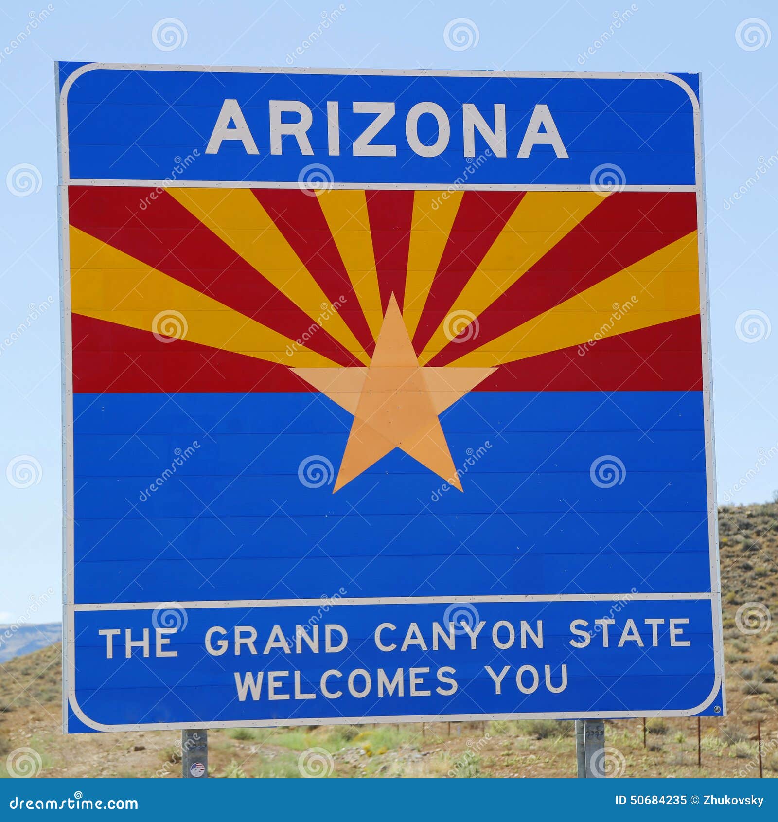 State of Arizona Road Sign at the State Border Editorial Image - Image ...