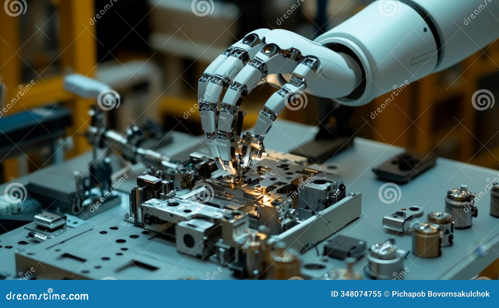 AI Powered Robotic Arm Assembling Complex Mechanical Components Stock ...