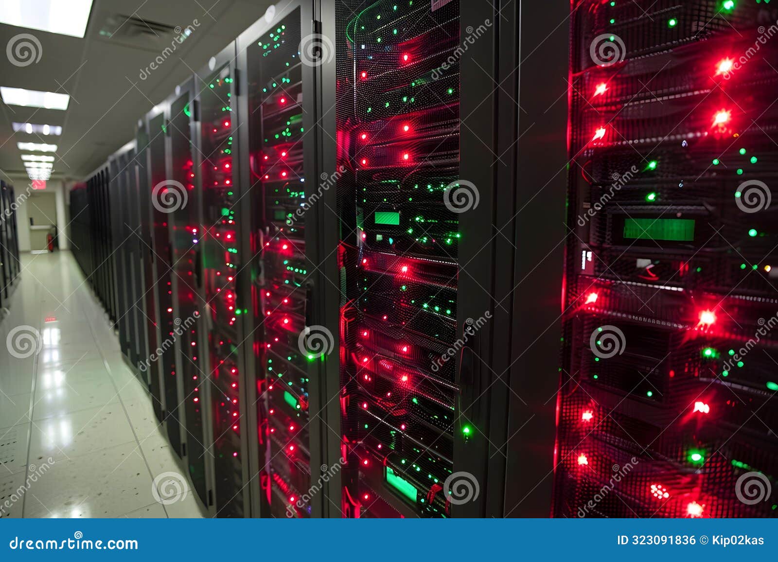 Powerful Data Center Network Infrastructure with Red and Green Lights ...