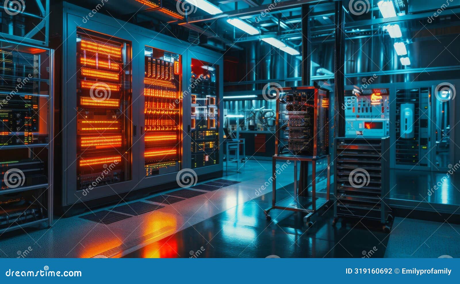 Modern Data Center Interior with Server Racks and Computer Equipment at ...