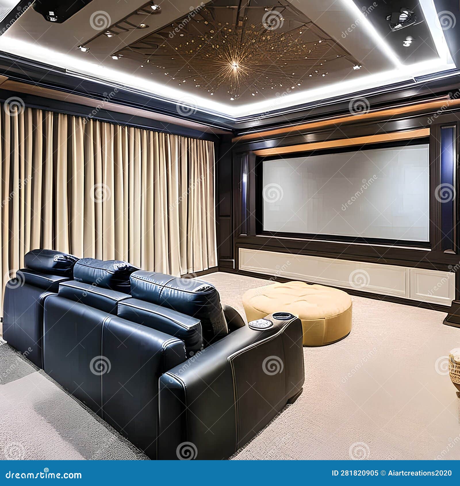 A State-of-the-art Home Theater with Plush Seating, a Large Screen, and ... A State-of-the-art Home Theater with Plush Seating, a Large Screen, and ...
