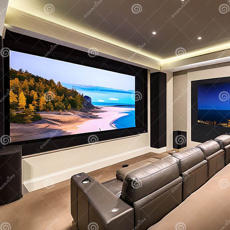 A State-of-the-art Home Theater with Plush Seating, a Large Screen, and ... A State-of-the-art Home Theater with Plush Seating, a Large Screen, and ...