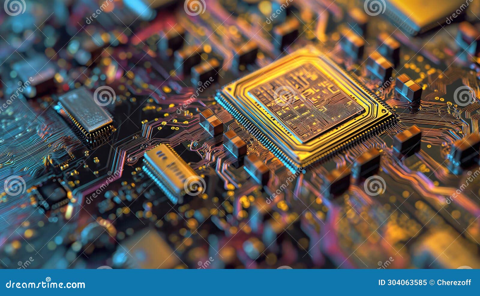 State-of-the-art Microchip on Board Stock Image - Image of computer ...