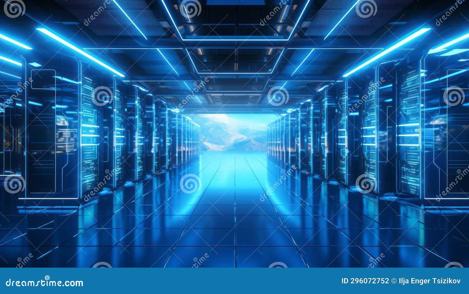 State of the Art Modern Data Center with Neatly Organized Server Racks ...