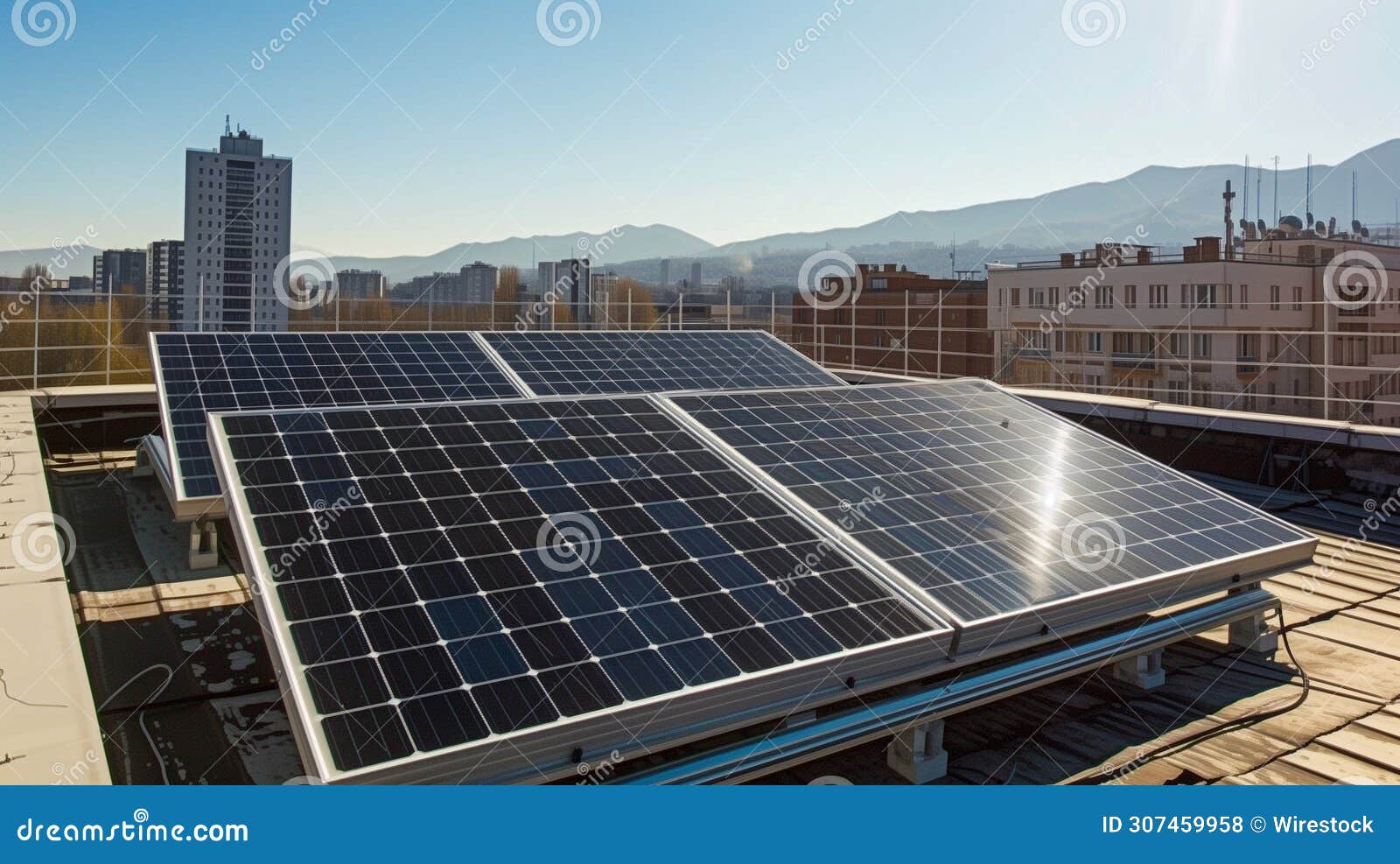 A State-of-the-art Rooftop Solar Panel Installation Bathed in Sunlight ...