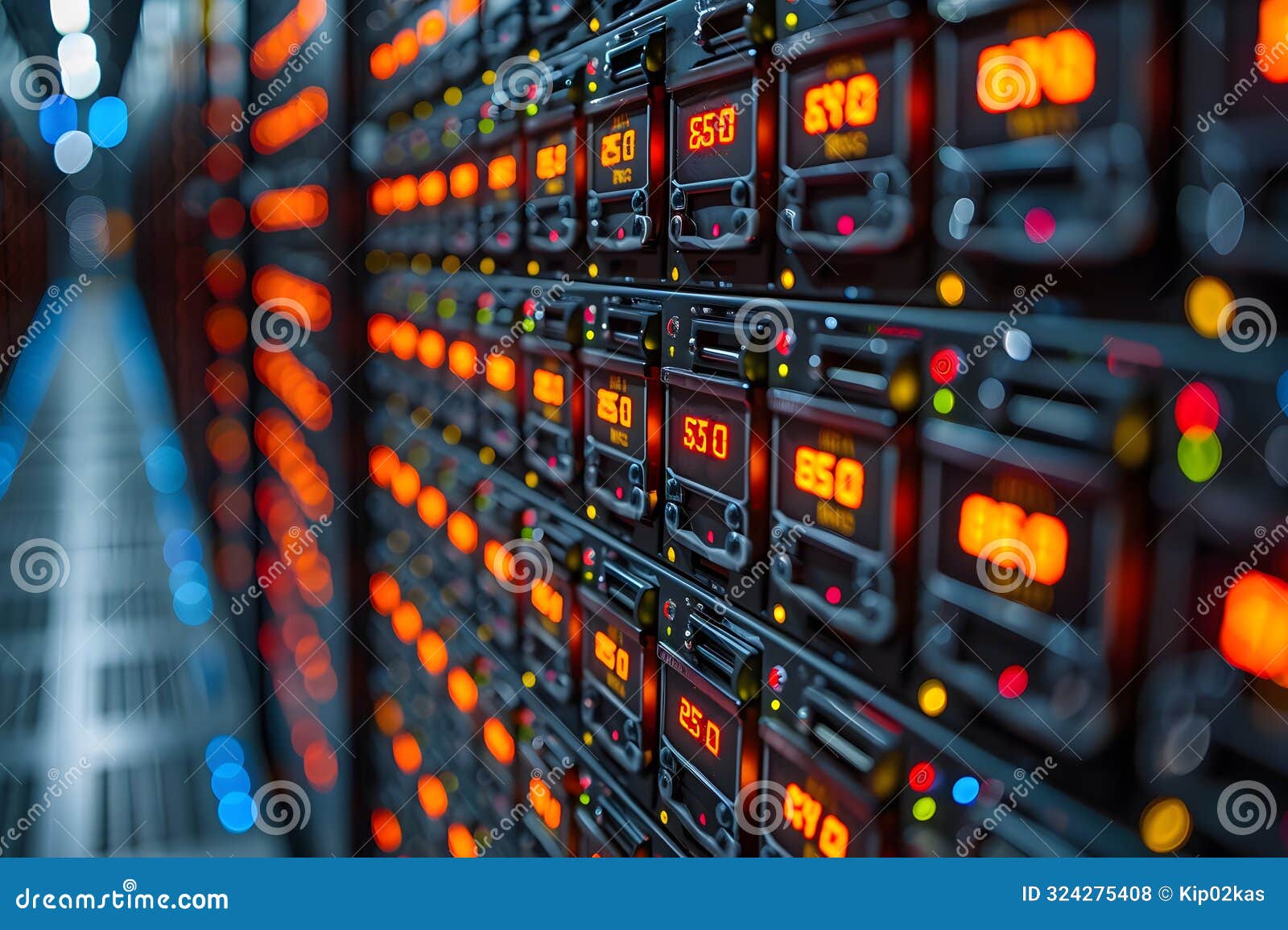 High-Tech Server Room Infrastructure with Digital Display Panels for ...