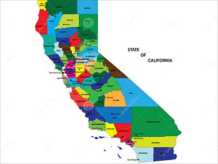State of California map stock vector. Illustration of county - 7682383