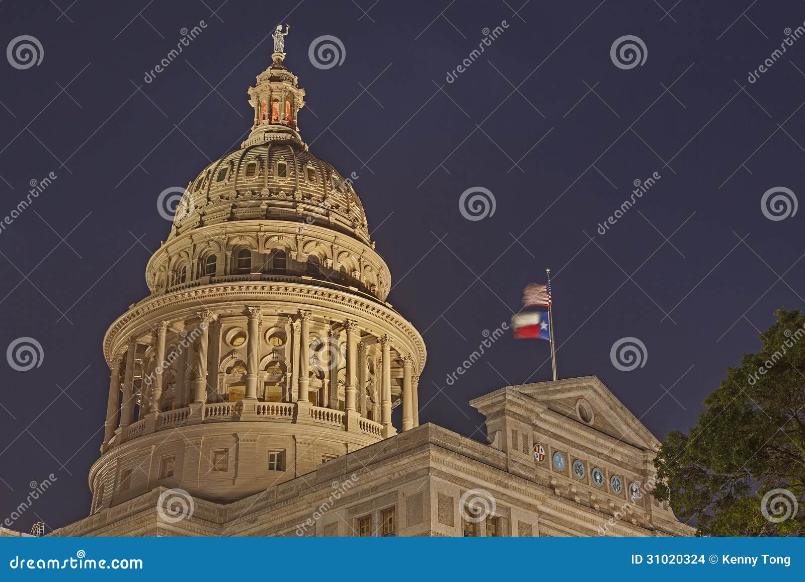 State Capital of Texas at Night Stock Photo - Image of fluttering ...