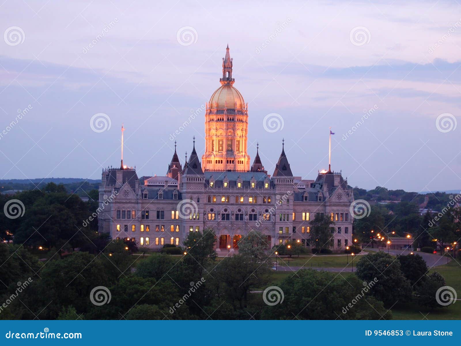 State Capitol, Connecticut stock image. Image of dusk - 9546853