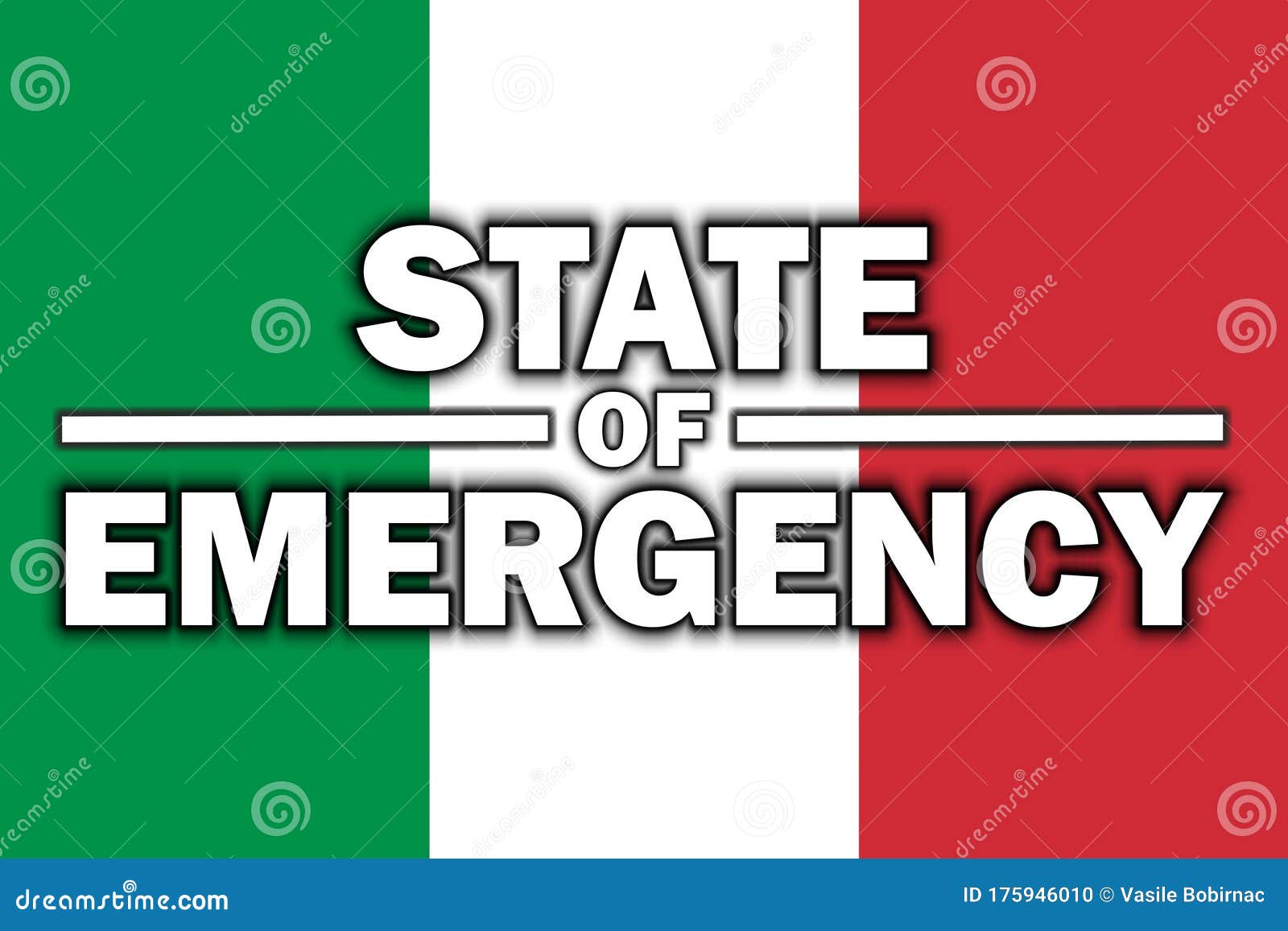 State of Emergency on Italy Flag Stock Illustration - Illustration of ...