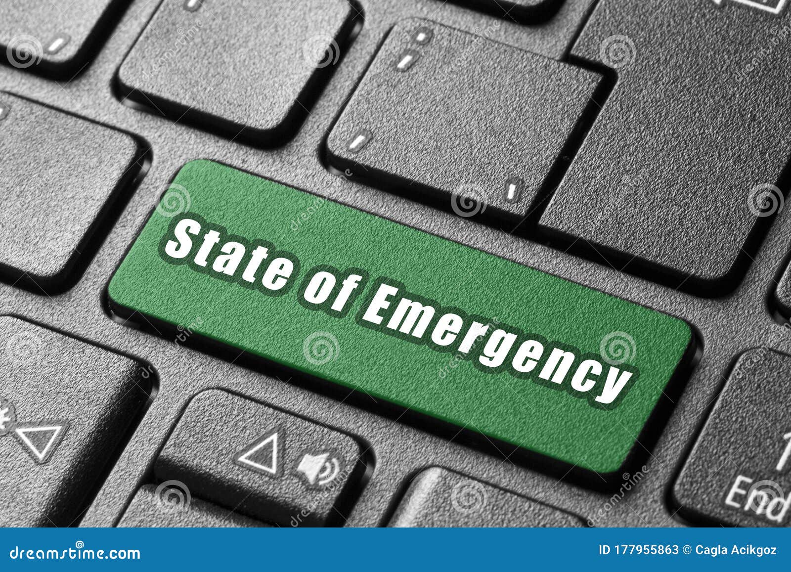 State of Emergency Pc Keyboard Button Pushing a Single Word Stock Image ...