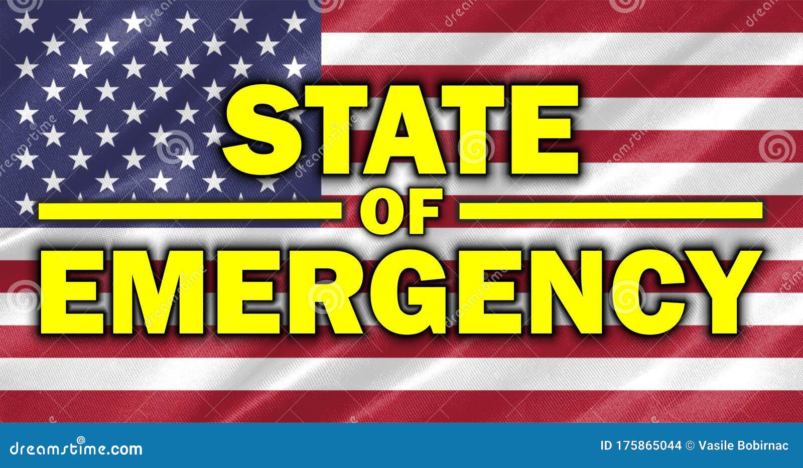 State of Emergency on US Flag Stock Illustration - Illustration of flag ...