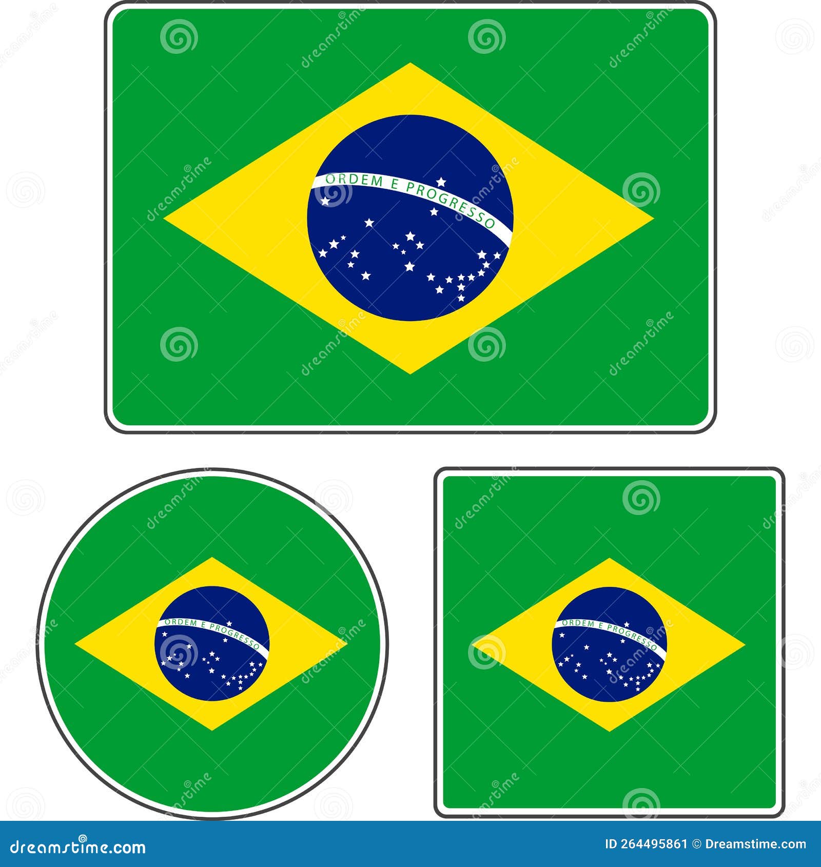 State Flag of Brazil. Blue Yellow Green Vector Illustration. Stock ...