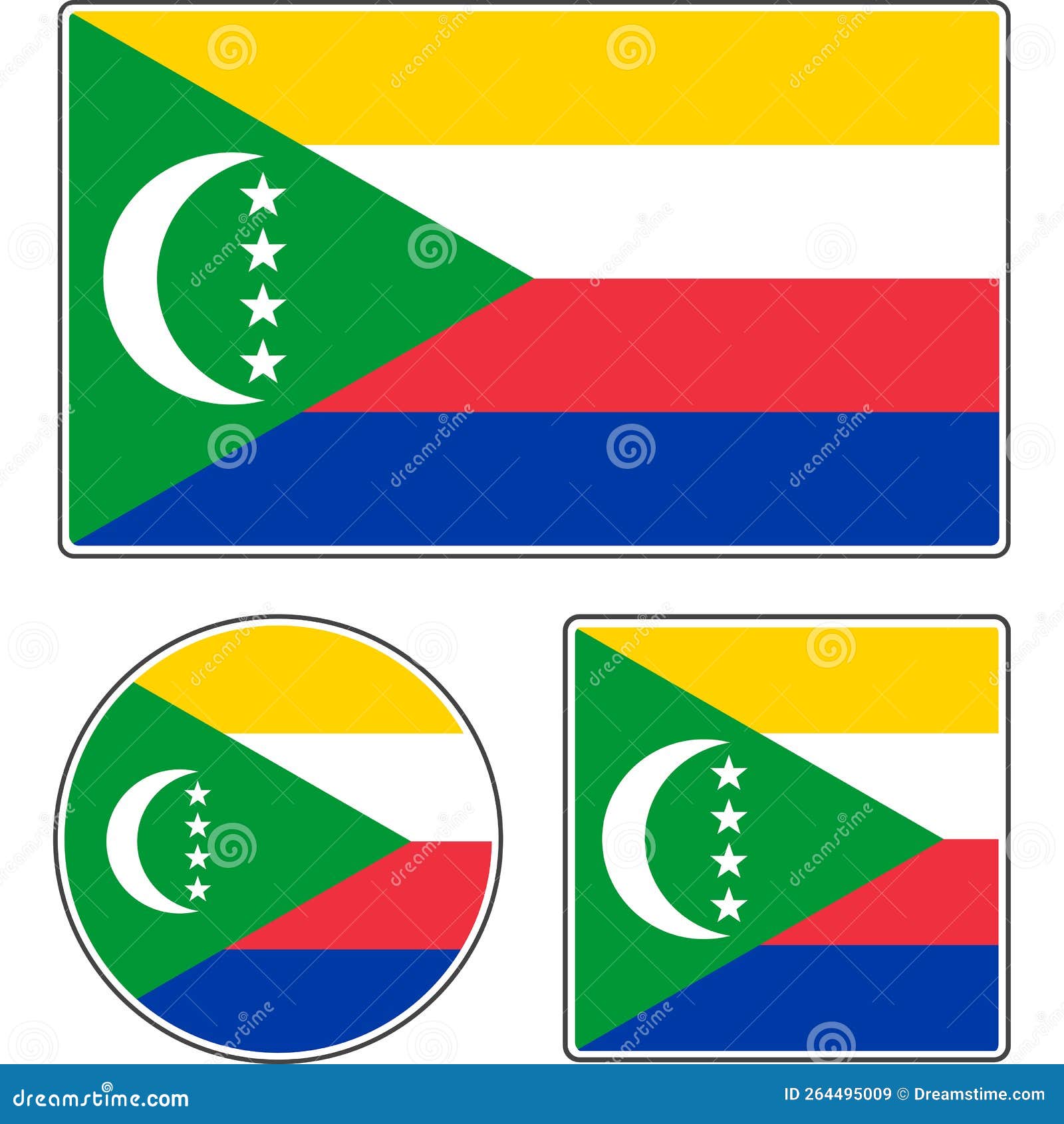 State Flag of Comoros. Illustration with Stars and Moon Stock Vector ...