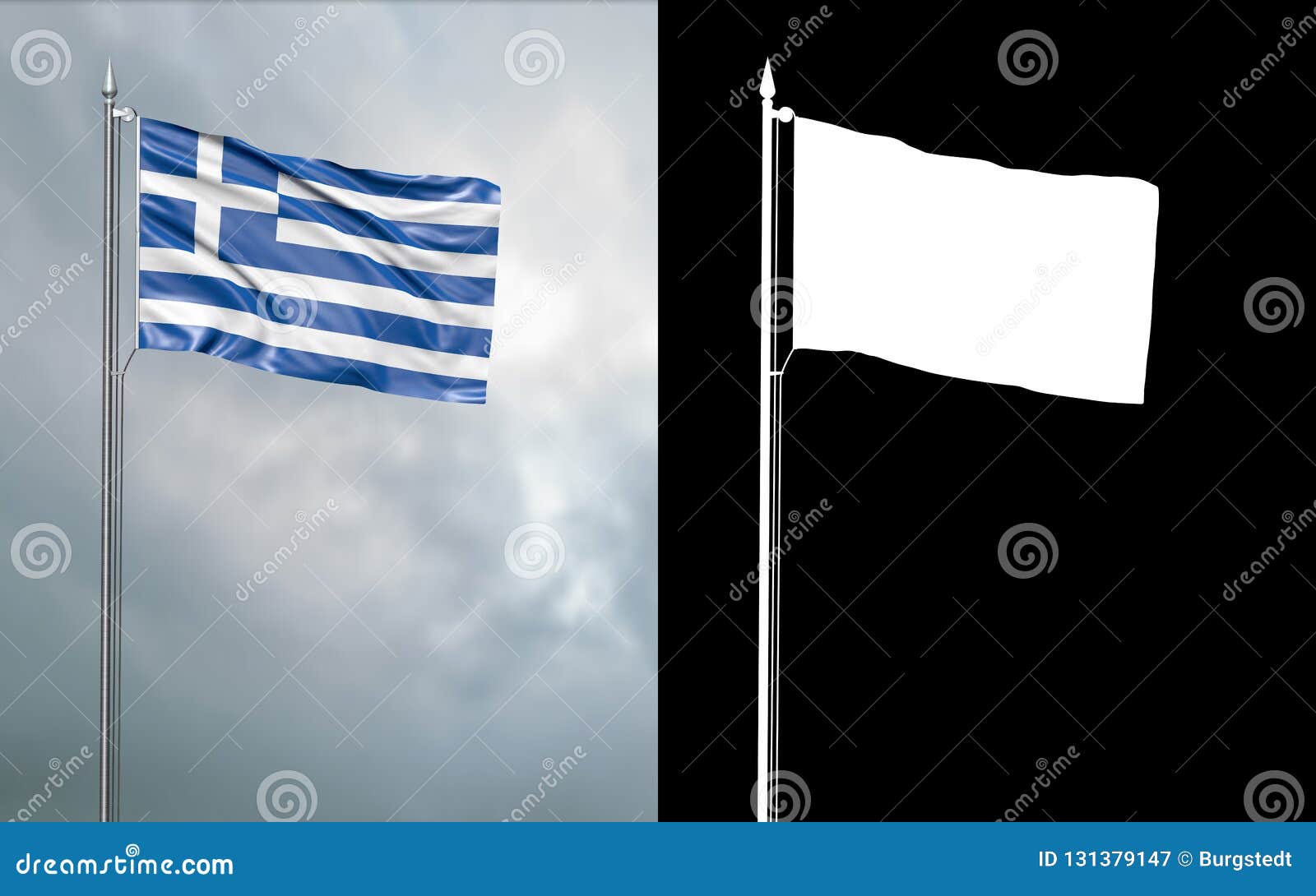 State Flag of the Hellenic Republic or Greece Stock Illustration ...