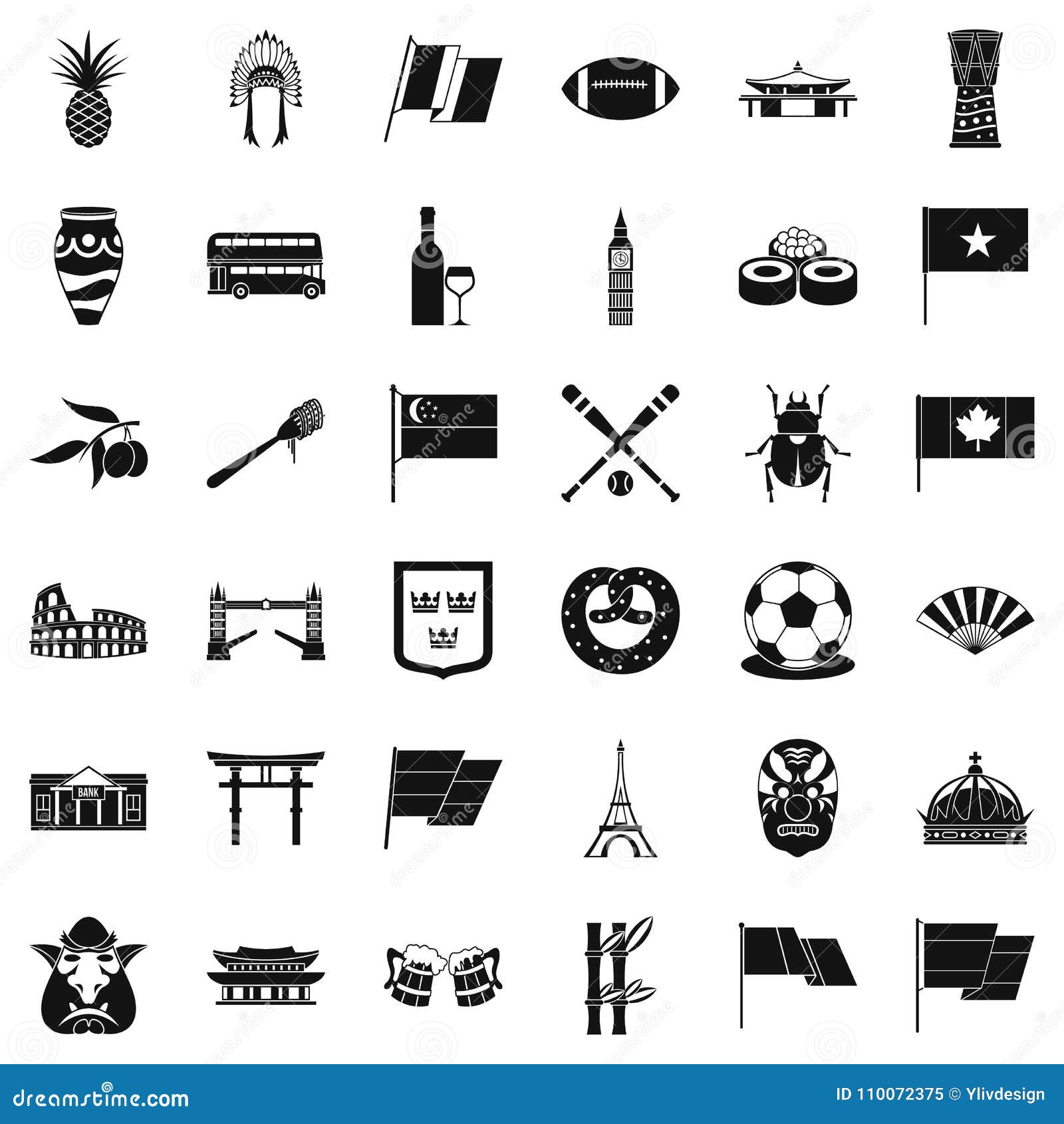 State Flag Icons Set, Simple Style Stock Vector - Illustration of menu ...