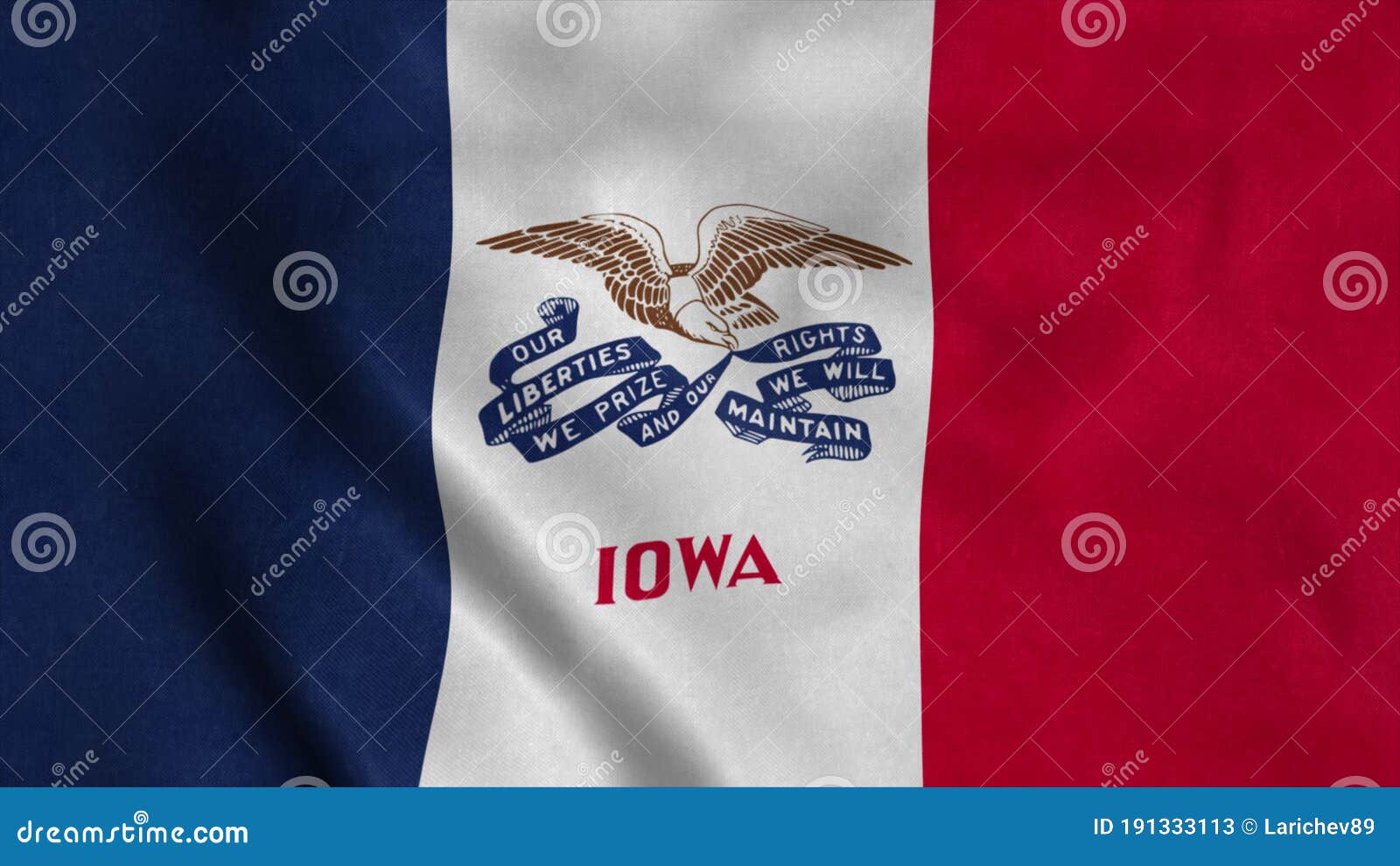 State Flag of Iowa Waving in the Wind. 3d Illustration Stock ...