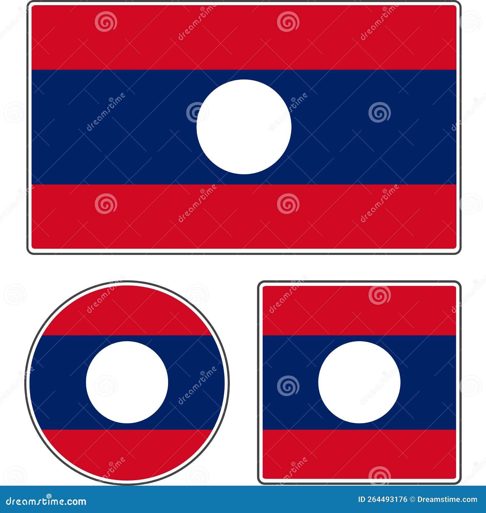 State Flag of Laos. Red Blue White Vector Illustration. Stock Vector ...