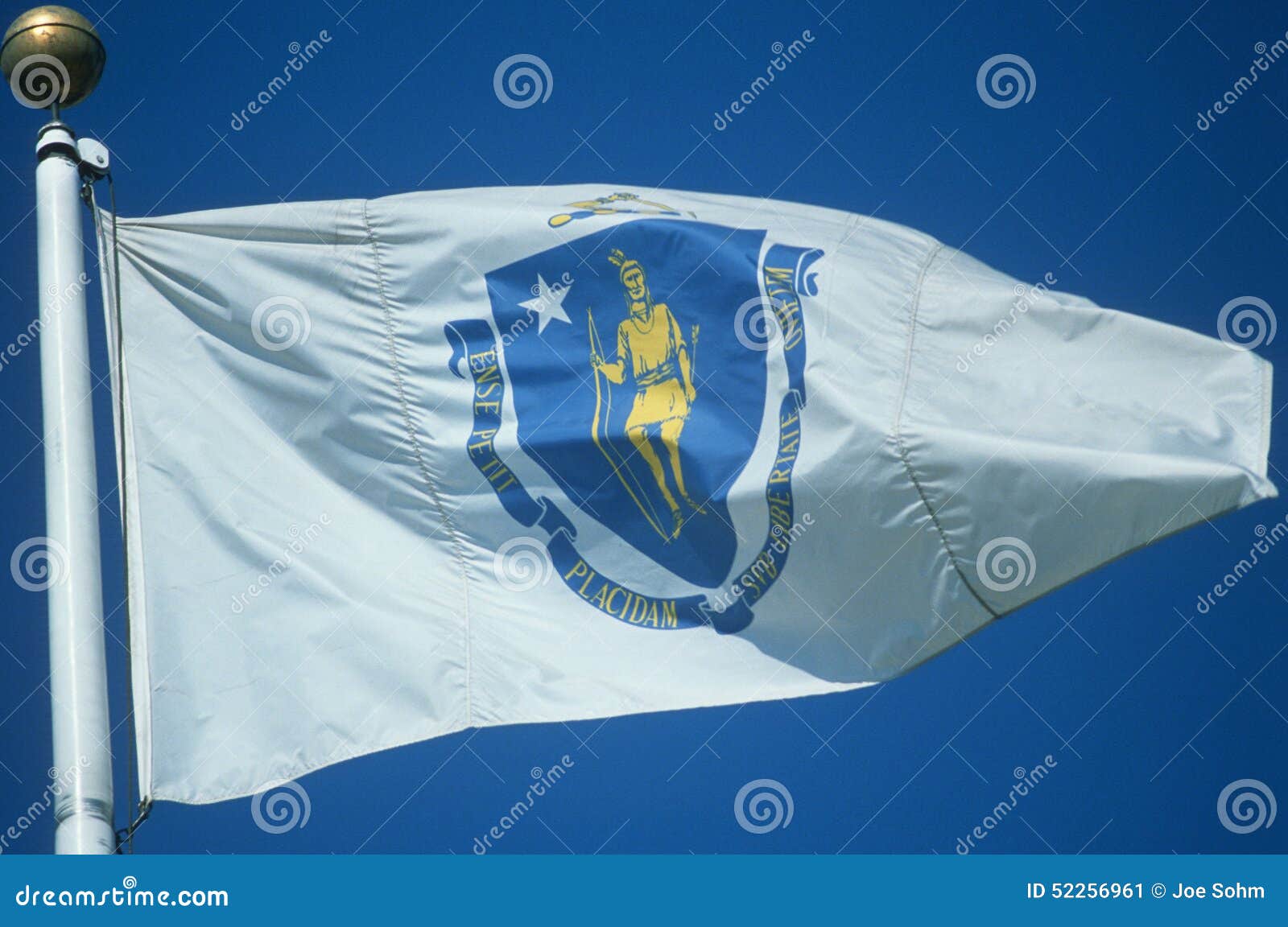 State Flag of Massachusetts Stock Image - Image of gesture, pole: 52256961