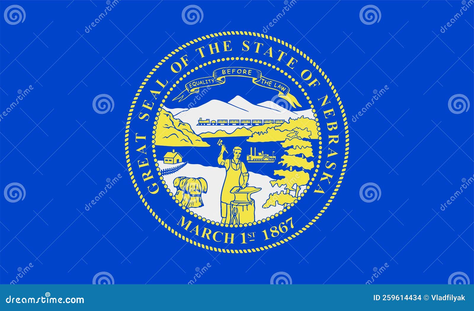 State flag of Nebraska. stock vector. Illustration of color - 259614434