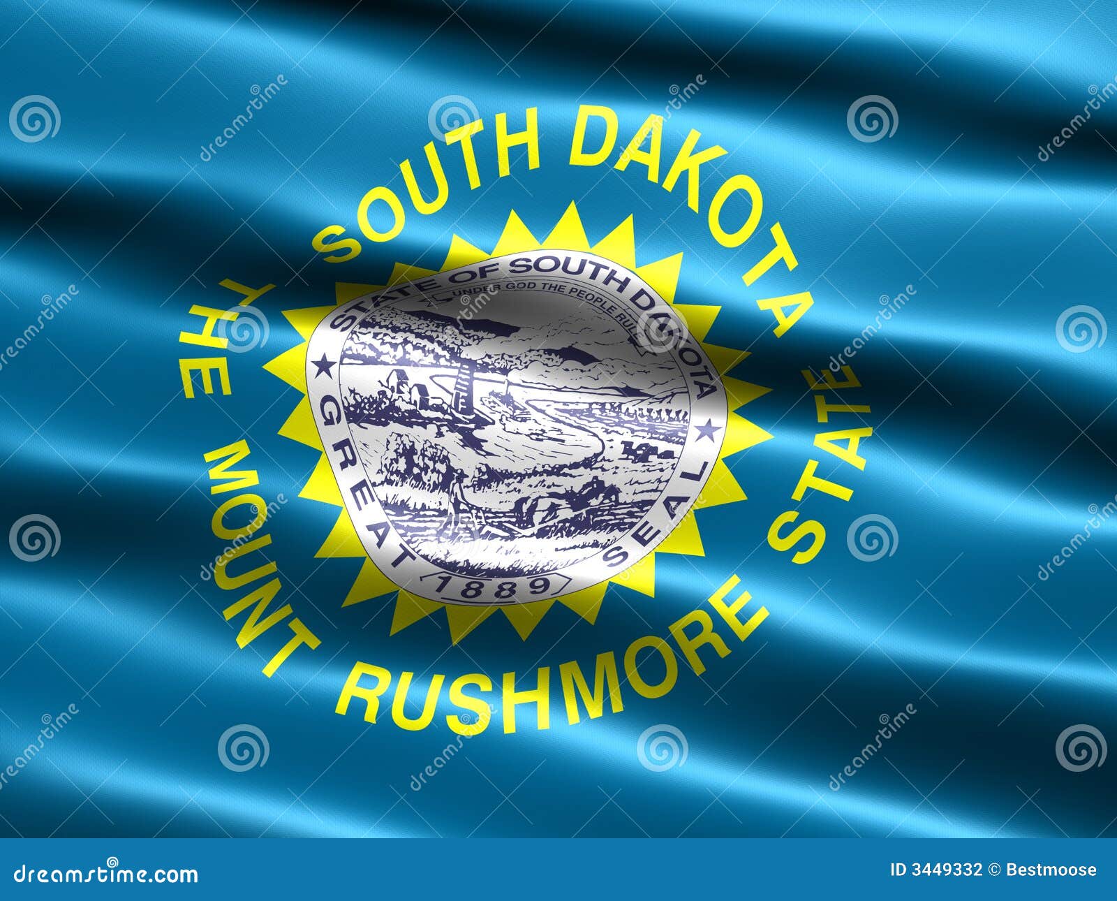 State flag of South Dakota stock illustration. Illustration of star ...