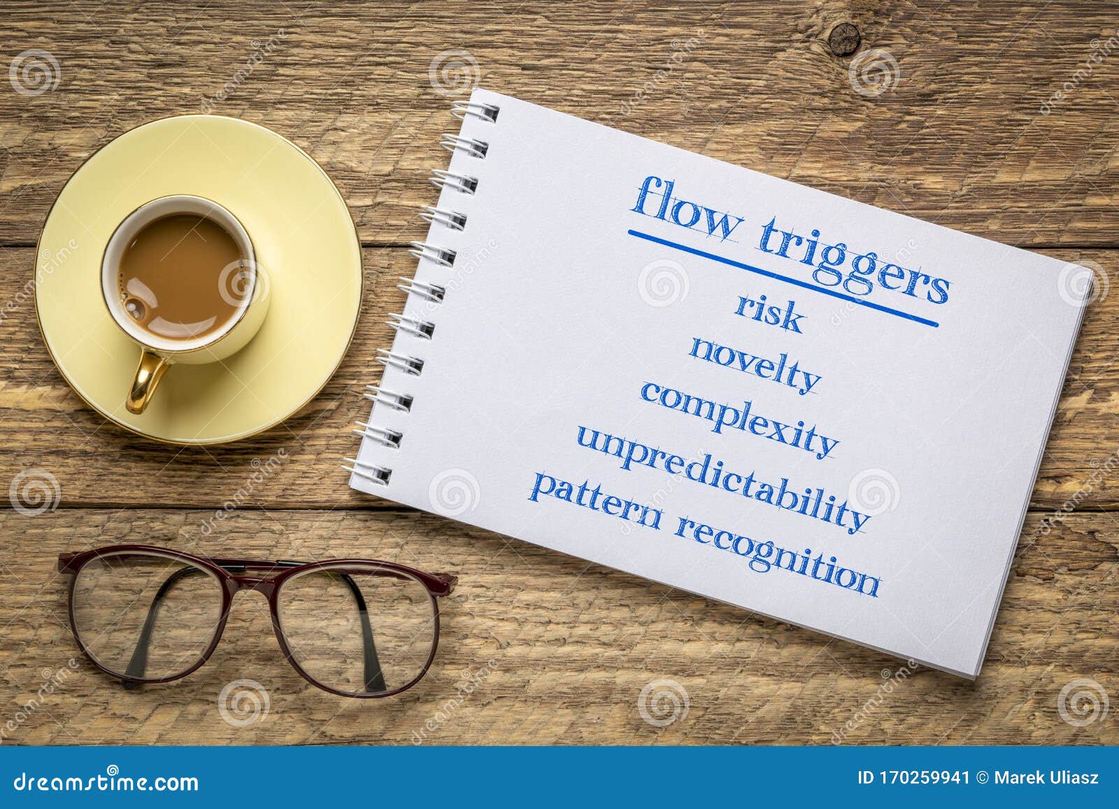 State of Flow Triggers - Text in Notebook Stock Image - Image of state ...