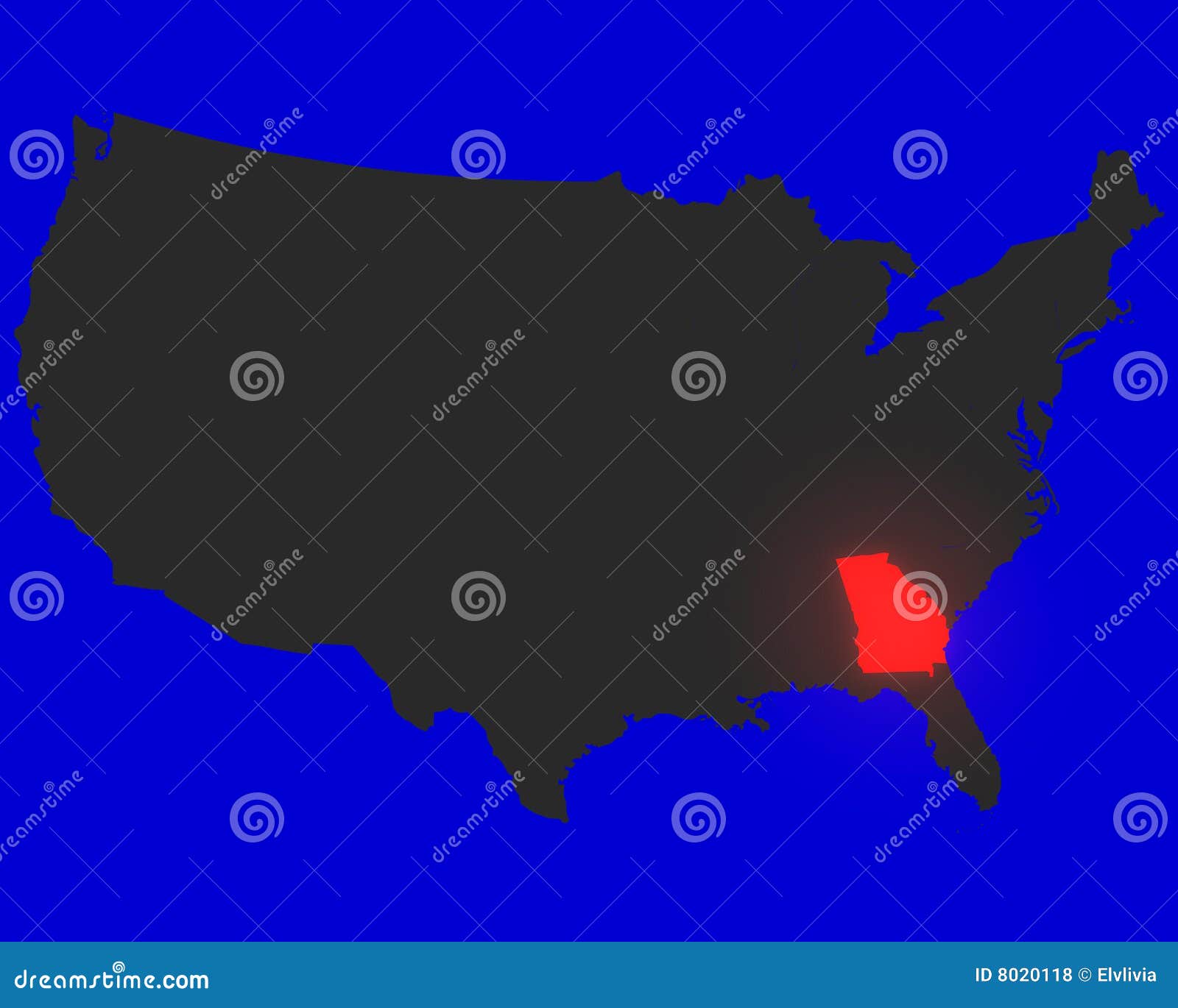 State of Georgia Highlighted Red Stock Illustration - Illustration of ...