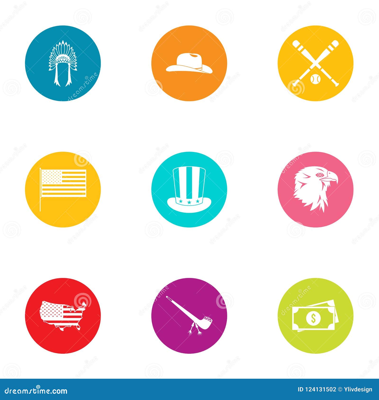 State Icons Set, Flat Style Stock Vector - Illustration of drink, girl ...