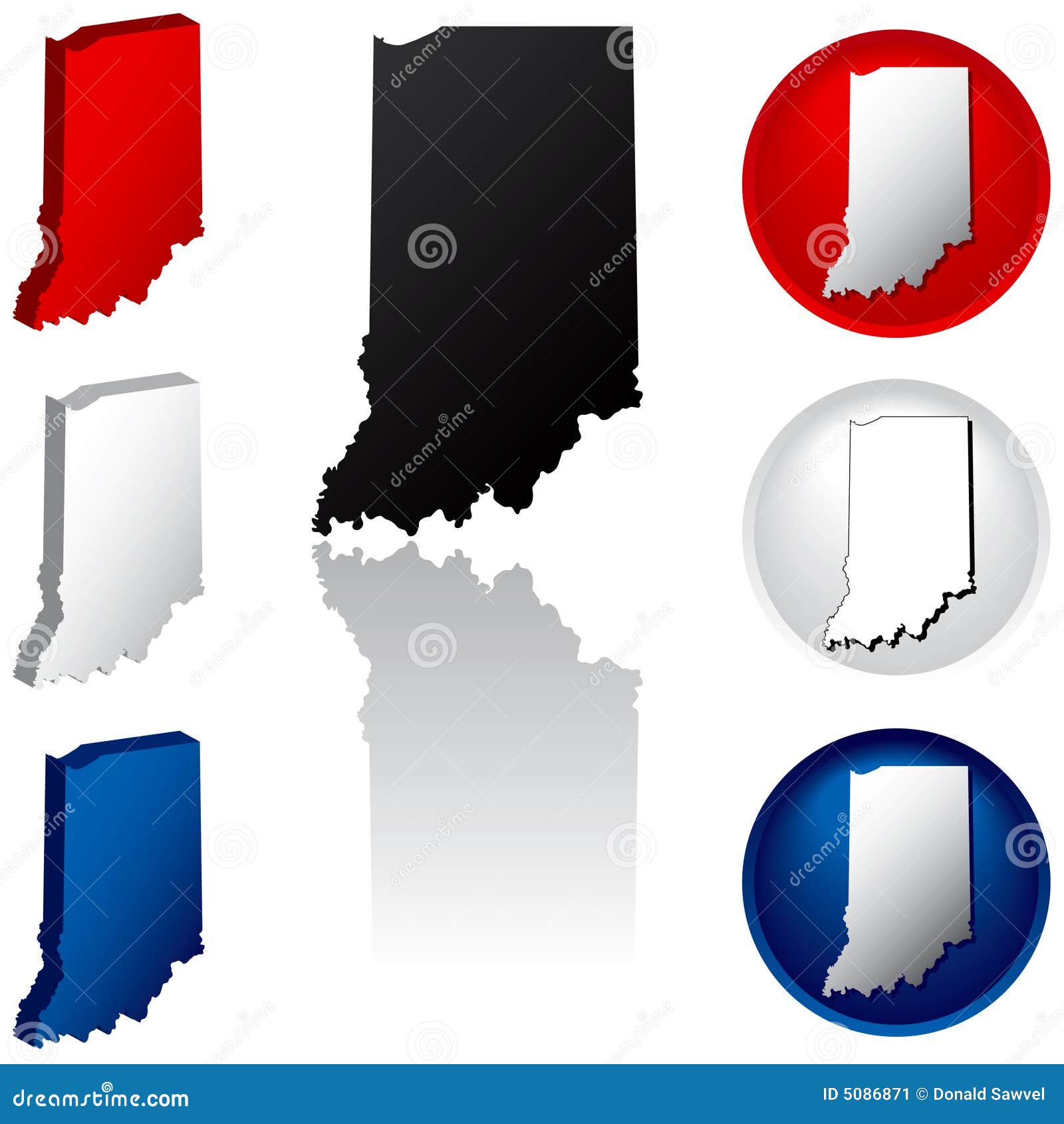 State of Indiana Icons stock vector. Illustration of shadow - 5086871