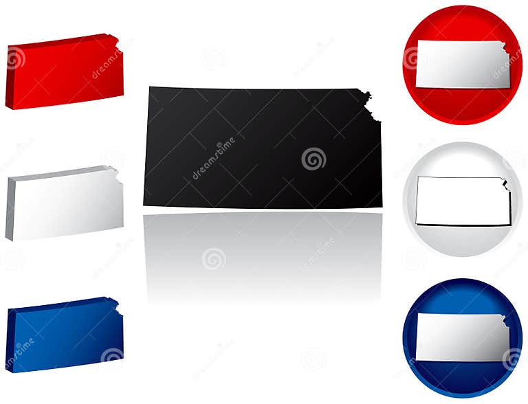 State of Kansas Icons stock vector. Illustration of silhouette - 5086876
