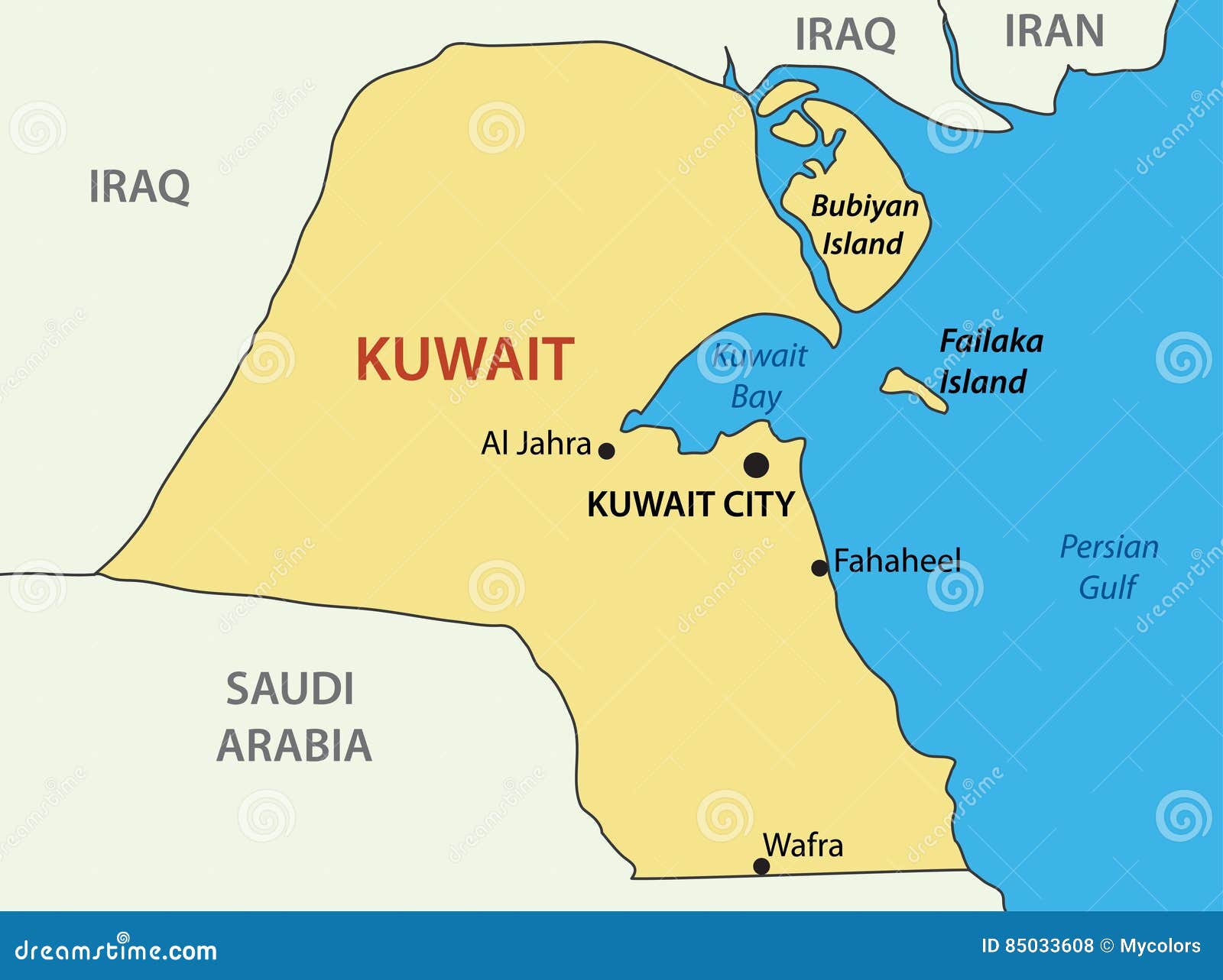 Kuwait. Map Of Kuwait, Vector Silhouette. Royalty-Free Stock Photo ...