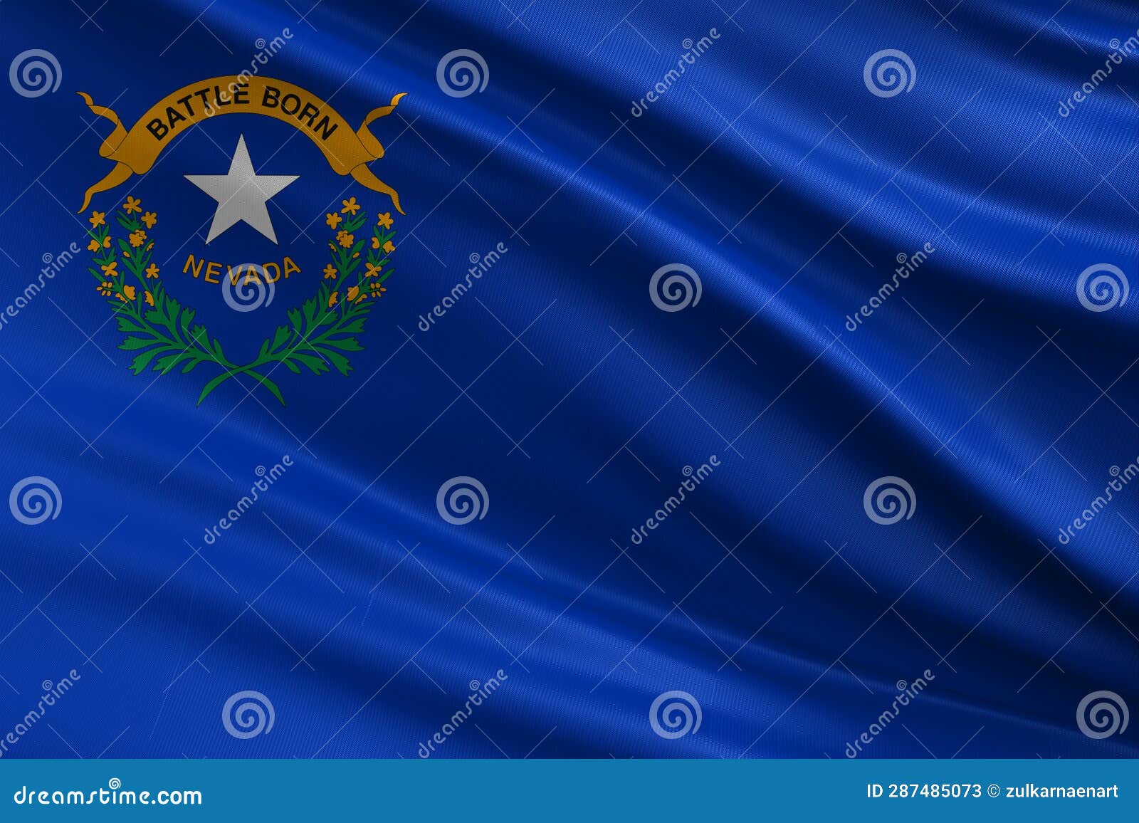Nevada Flag with Fabric Texture, Official Colors, 3D Illustration Stock ...