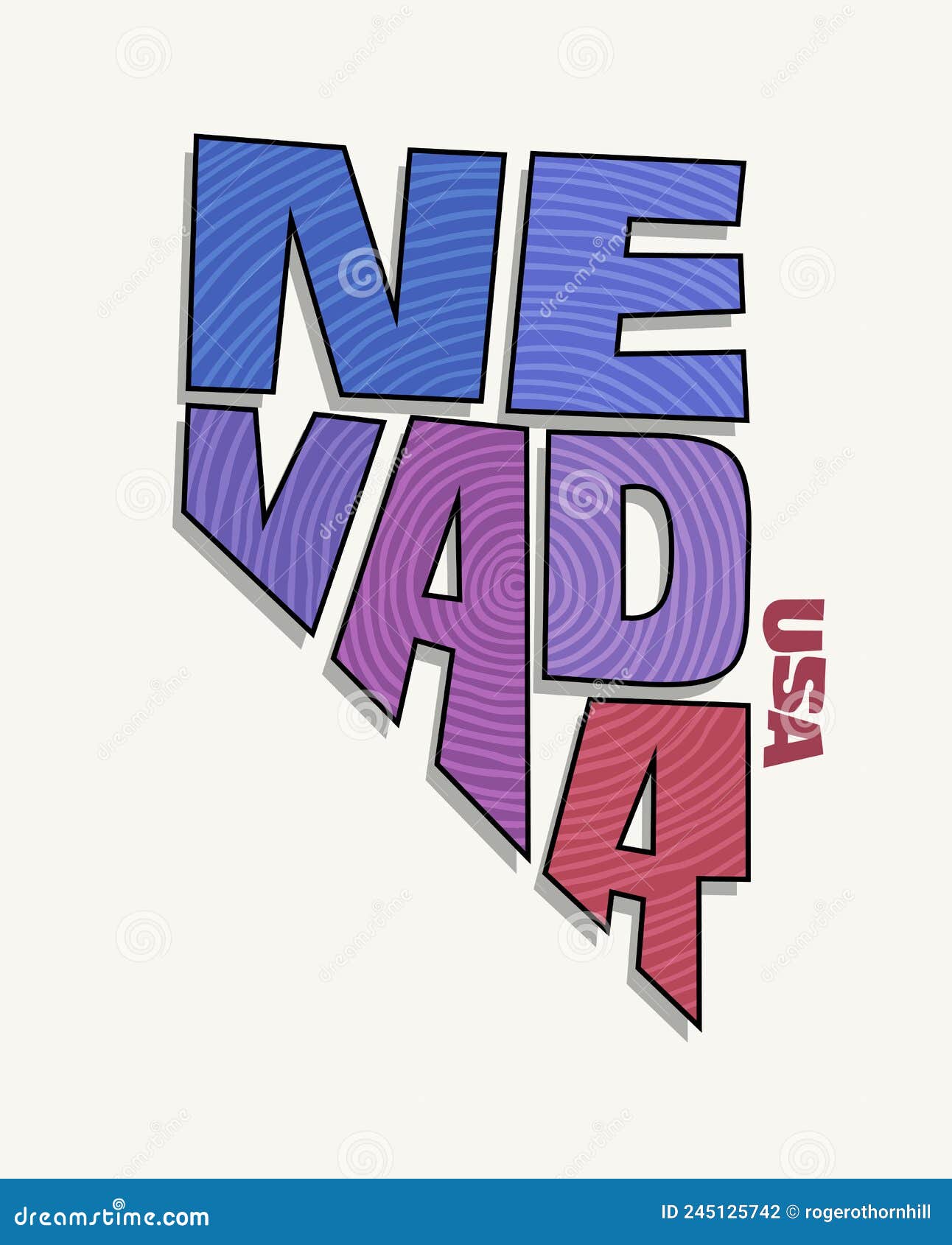 State of Nevada with the Name Distorted into State Shape. Pop Art Style ...