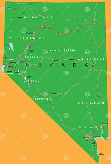 State of Nevada Political Map Stock Vector - Illustration of lander ...