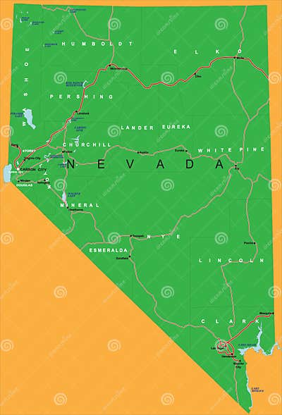 State of Nevada Political Map Stock Vector - Illustration of lander ...