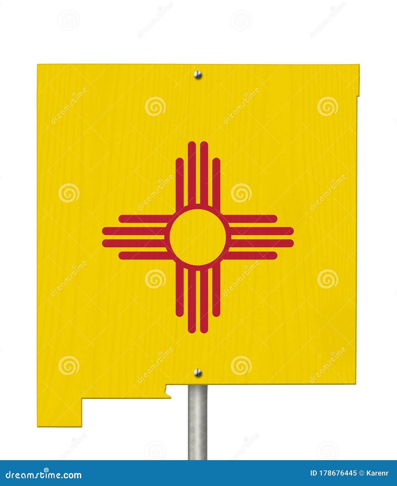 State of New Mexico Road Sign in the Shape of the State Map with the ...