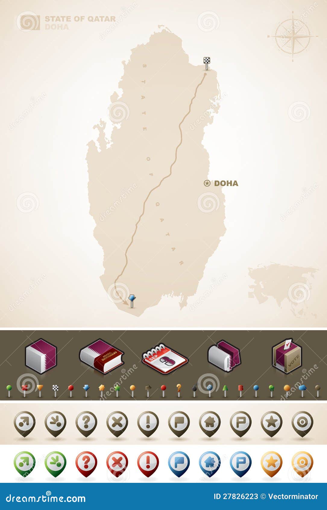 State of Qatar stock illustration. Illustration of sign - 27826223