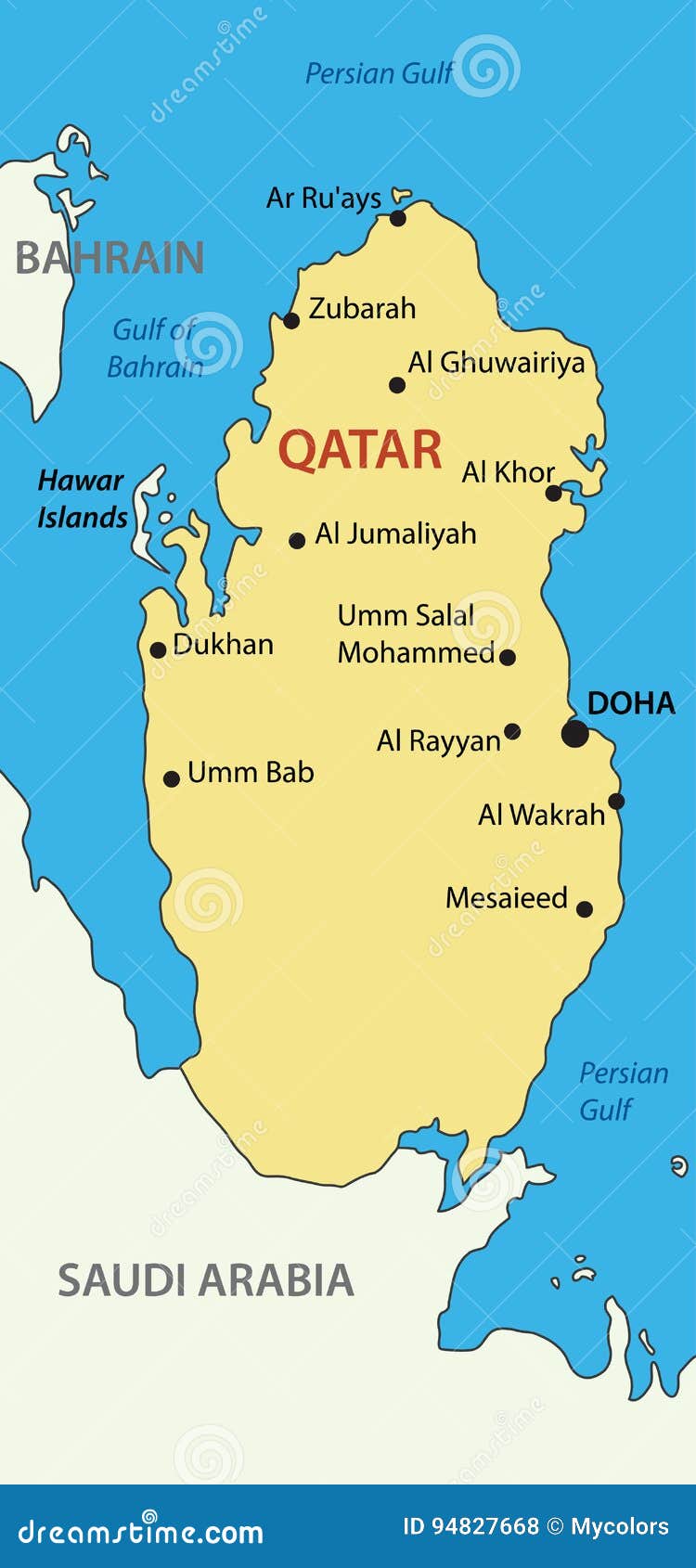 State of Qatar - map stock vector. Illustration of border - 94827668