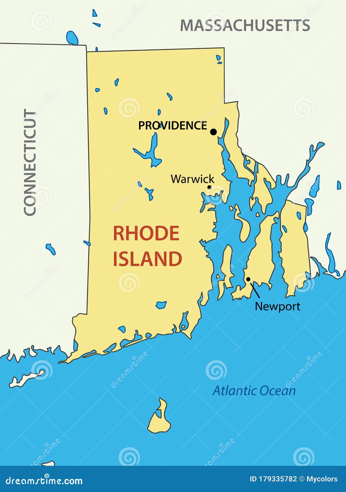 State Of Rhode Island And Providence Plantations Gray Political Map Cartoon Vector