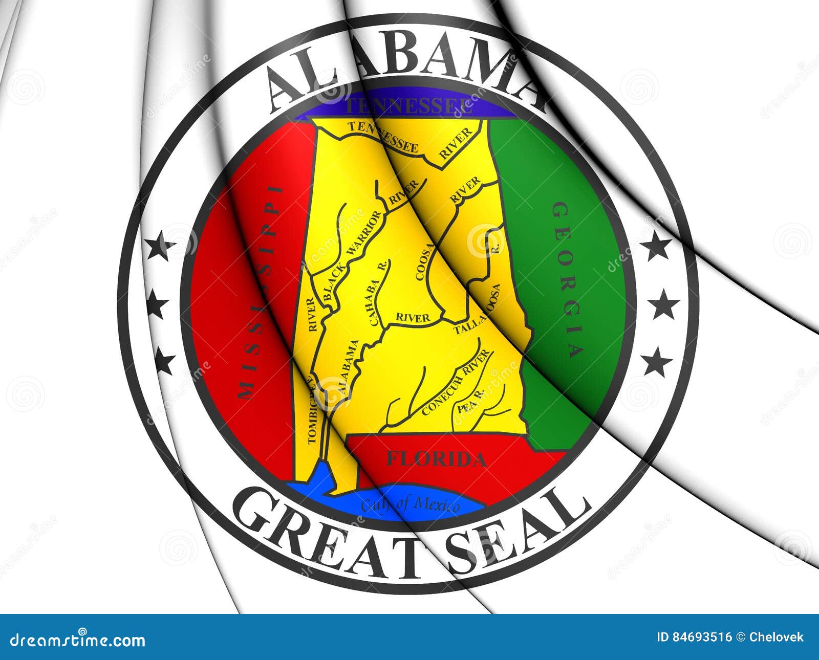 Close Up Of Alabama Waving Flag, One Of The States Of America, Seamless ...