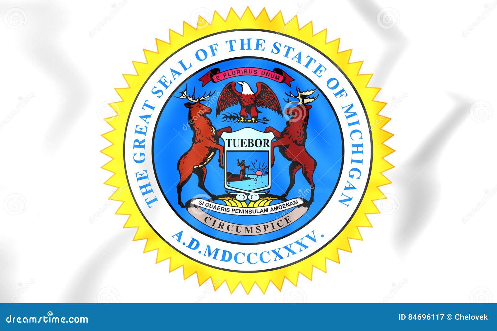 State Seal of Michigan, USA. Stock Illustration - Illustration of wave ...