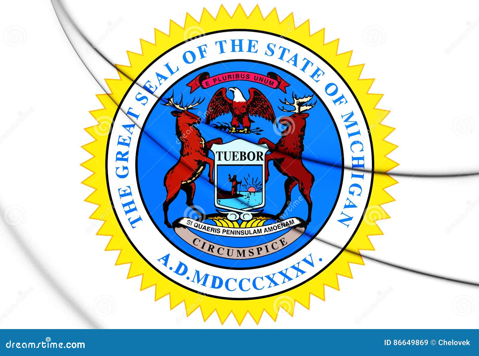 State Seal of Michigan, USA. Stock Illustration - Illustration of close ...