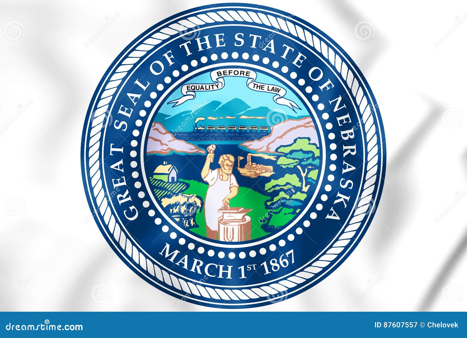 State Seal of Nebraska, USA. Stock Illustration - Illustration of flag ...