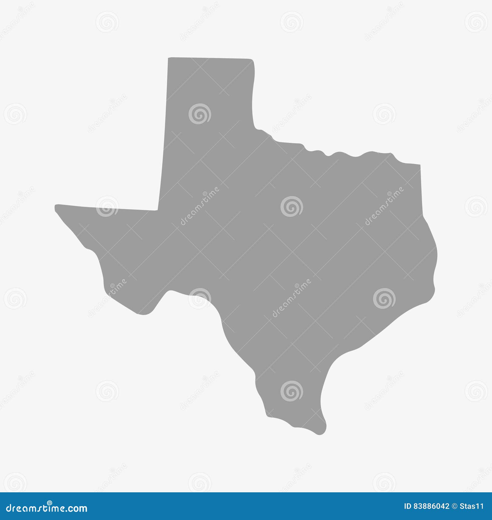 State of Texas Map in Gray on a White Background Stock Vector ...